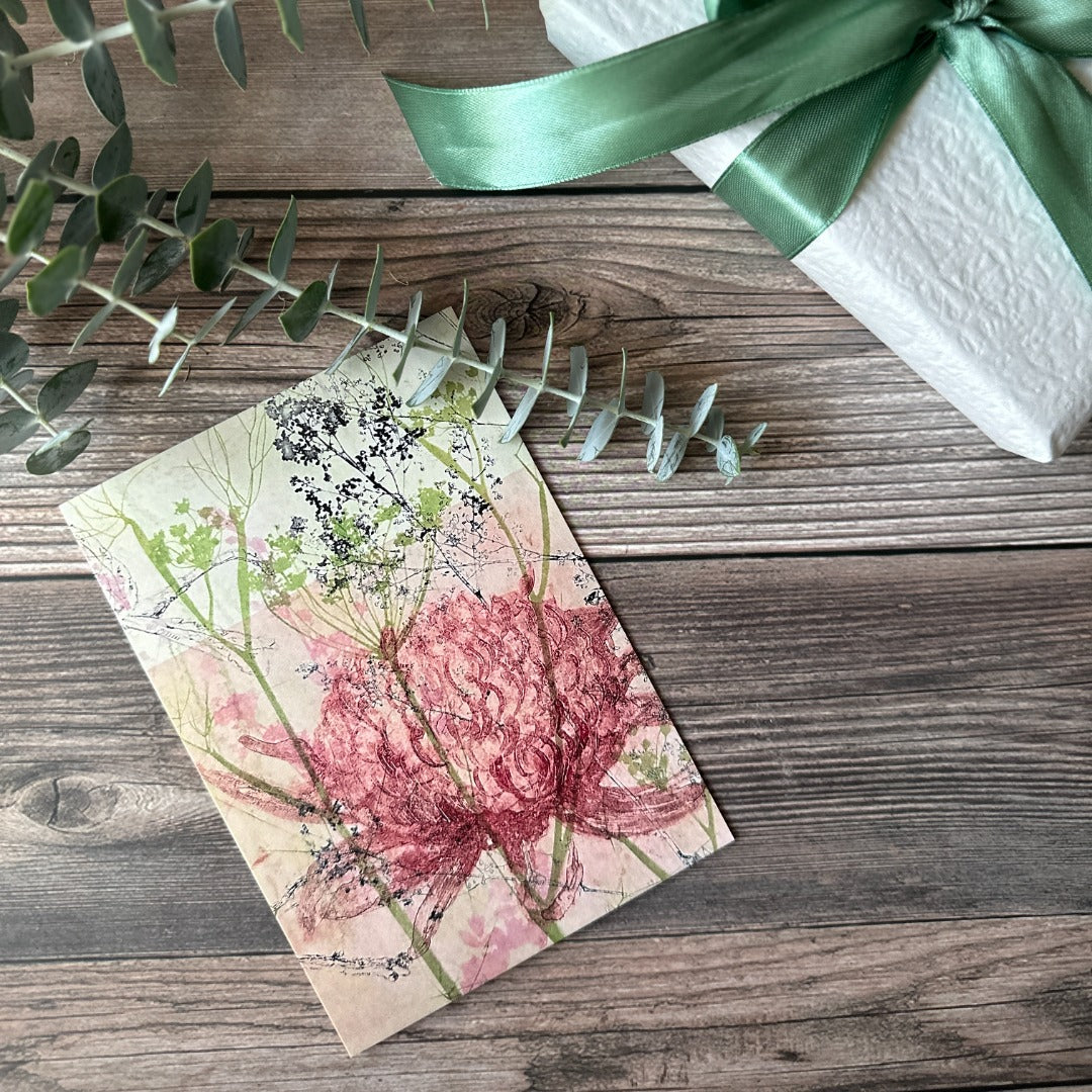 Greeting Card Pink Waratah | Trudy Rice Collection